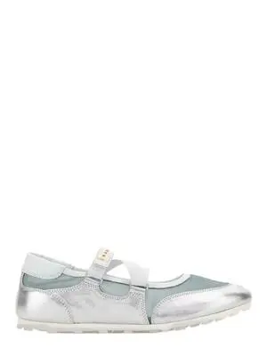 Marni Mary Jane Ballerinas In Mesh Nylon And Laminated Leather - Blue
