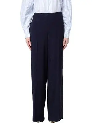 TWINSET Embroidered Viscose Blend Palazzo Pants Blue