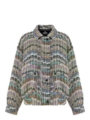 Missoni Oversized Bomber Jacket In Chevron Knit With Sequins - Neutrals