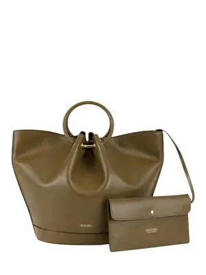 SAONARA BRAND Capazo Bag Khaki Leather - Green