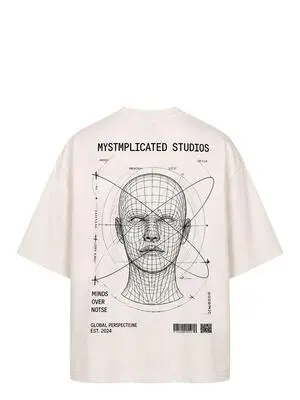 MYSIMPLICATED Neutrals / Signal Over Noise Oversized Off-white Tee W - Black