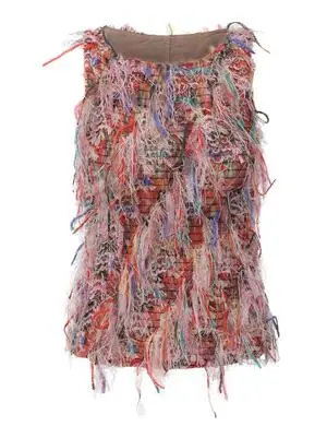 FRONT ROW SHOP Julie Fringed Midi Skirt - Pink