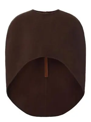 FRONT ROW SHOP Opera Double-faced Wool Cape Top - Brown