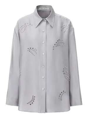 FRONT ROW SHOP Stud-embellished Oversized Shirt - Grey