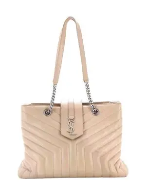 Saint Laurent Loulou Matelasse Chevron Leather Large Tote Bag - Neutrals