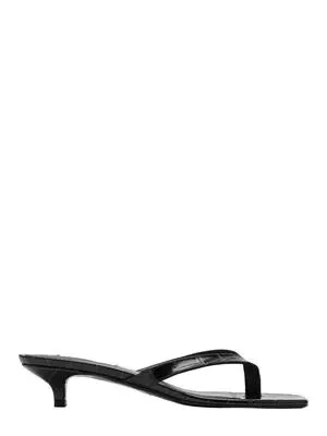 TOTEME Croc-effect Leather Heeled Flip-flops - Brown