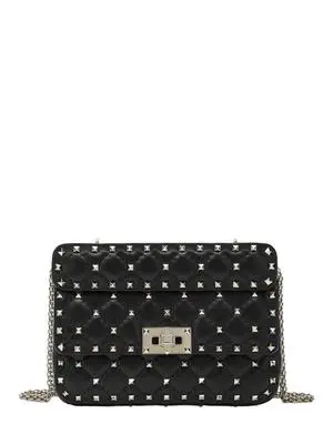 Valentino Garavani Mini Rockstud Spike Top Handle Bag In Leather - Black