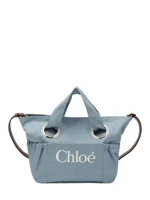 Chloé Light Tote Bag With Embroidered Logo - Blue