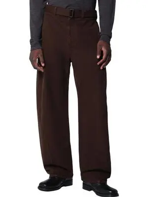 LEMAIRE Wide-leg Cotton Trousers - Brown