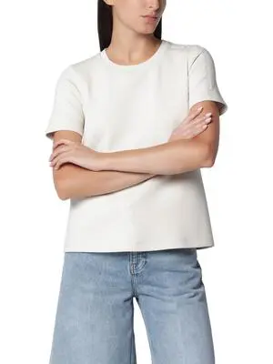 Max Mara Cotton-blend T-shirt With Embroidered Logo - Beige