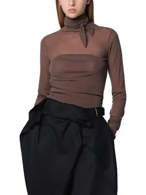 LEMAIRE Cocoa Ballerina Jersey Top With Scarf - Brown