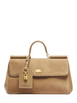 Dolce & Gabbana My Sicily Medium Suede Top-handle Bag - Beige