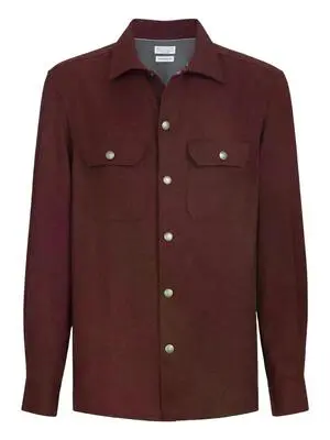 Brunello Cucinelli Flannel Chest-pockets Shirt Jacket Red