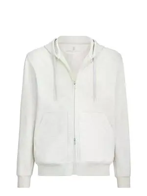 Brunello Cucinelli Techno Cotton French Terry Double Cloth Hooded Sweatshirt With Zipper - Grey