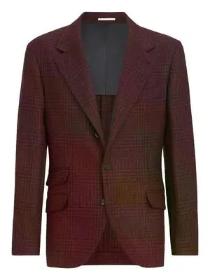 Brunello Cucinelli Cashmere Prince Of Wales Deconstructed Cavallo Blazer - Red