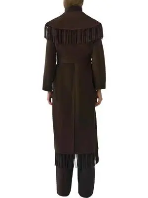 Simkhai Carrie Fringe-trimmed Belted Coat Brown
