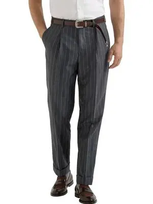 Brunello Cucinelli Super 150s Virgin Wool Batavia Trousers - Grey