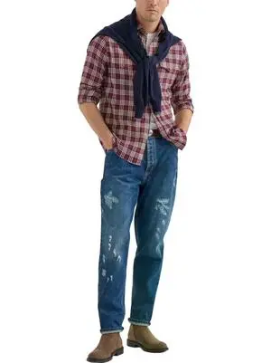 Brunello Cucinelli Cotton And Lyocell Tartan Flannel Western Shirt - Red
