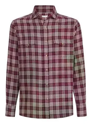 BRUNELLO CUCINELLI Cotton And Lyocell Tartan Flannel Western Shirt