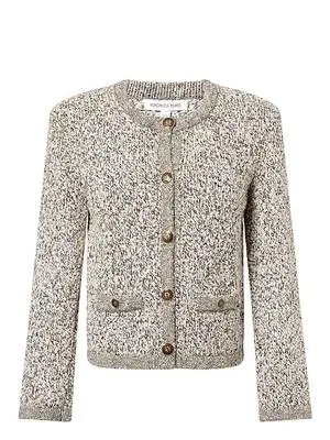 Veronica Beard Rexton Structured Cotton-blend Cardigan - Dove Multi
