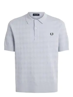 Fred Perry Cotton Pointelle Polo Shirt - Blue