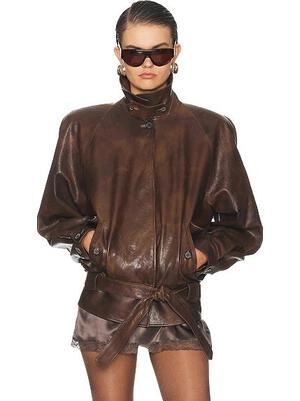 Magda Butrym Leather Jacket - Brown