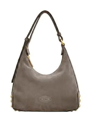 TOD'S Mini Bag Metal Dots Suede Crossbody Bag - Grey