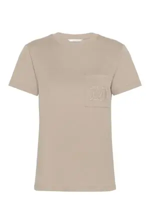 Max Mara Papaia Cotton T-shirt With Monogram Beige