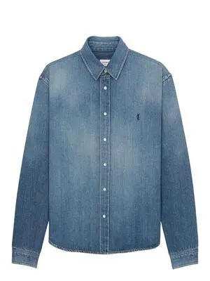 Saint Laurent Cassandre Horizon Denim Shirt - Blue