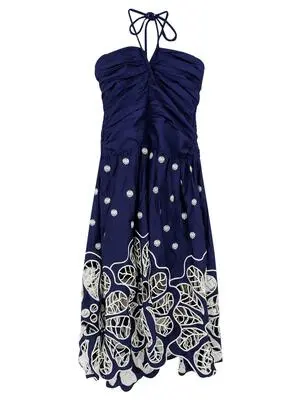 Farm Rio Richilieur Organic Cotton Dress - Blue