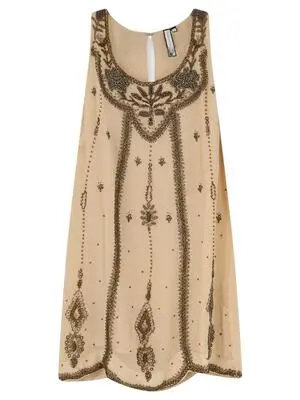 SCARLETT POPPIES Anabel Viscose Dress With Embroidery - Beige