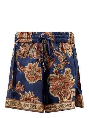 Zimmermann Aster Relaxed Silk Bermuda Shorts - Blue