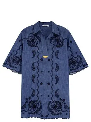 Zimmermann Aster Denim Mini Dress - Blue