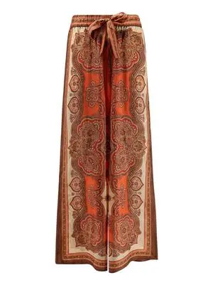 Zimmermann Mahon Silk Trousers With Paisley Print - Orange