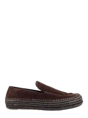 Loewe Suede And Raffia Loafers - Brown