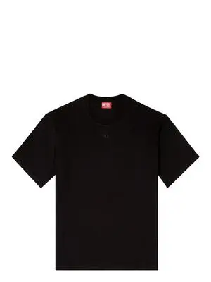 DIESEL® Cotton T-shirt With Embroidered Logo On The Front - Black