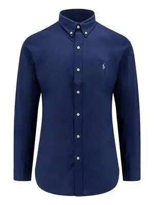 Polo Ralph Lauren Cotton Shirt With Front Embroidered Logo - Blue