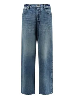Balenciaga Baggy Fit Wide Leg Jeans - Blue