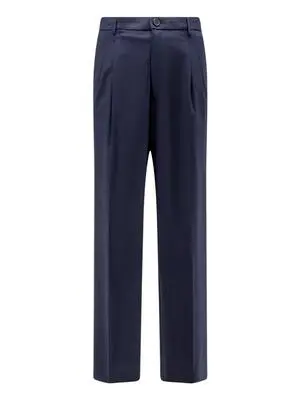 AMARANTO Virgin Wool Blend Trousers - Blue