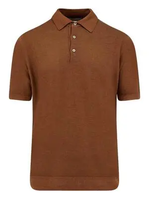 Corneliani Virgin Wool Polo Shirt - Brown