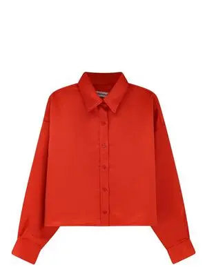THE FRANKIE SHOP Arlen Satin Boxy Shirt - Red