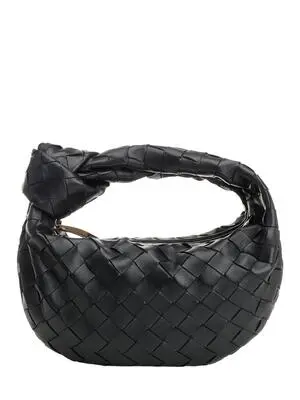 Bottega Veneta Mini Jodie Leather Handbag With Intrecciato Motif - Blue