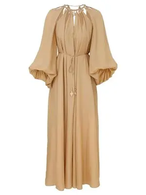 Zimmermann Mahon Long Silk Dress - Beige
