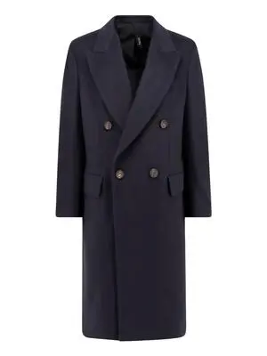 HEVO Cashmere Coat With Satin Lining - Blue