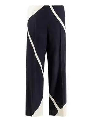 Alberta Ferretti Viscose Trousers With Bicolor Print - Black