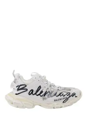 Balenciaga Track Signature Sneakers With Side Logo Print White
