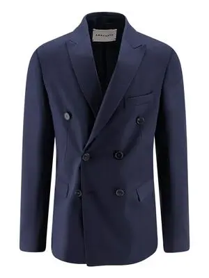 AMARANTO Virgin Wool Blend Blazer - Blue