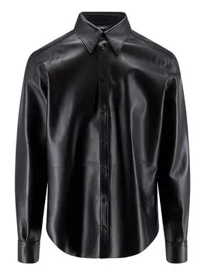 Dolce & Gabbana Leather Shirt Jacket - Black