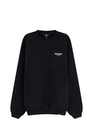 REPRESENT Cotton Sweatshirt With Printed Logo On The Front - Black