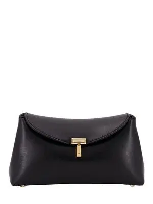 TOTEME Mini T-lock Leather Clutch - Black